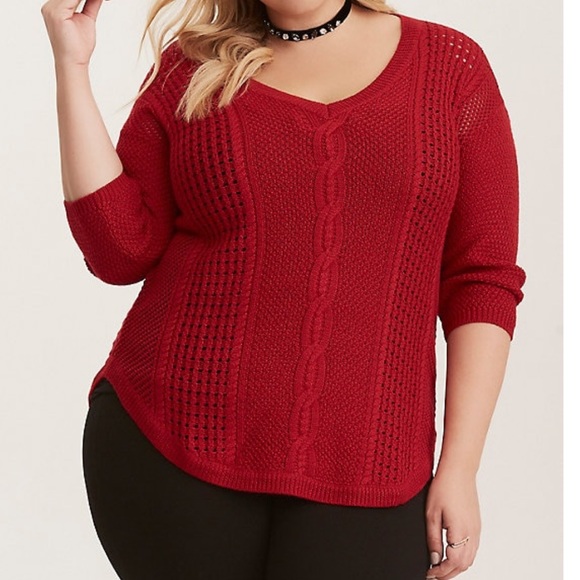 torrid | Sweaters | Torrid Plus Cable Knit V Neck Sweater Tunic 4 ...